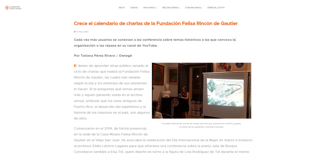 Diez años de los Ciclos de Charlas de la Fundación Felisa Rincón de ...